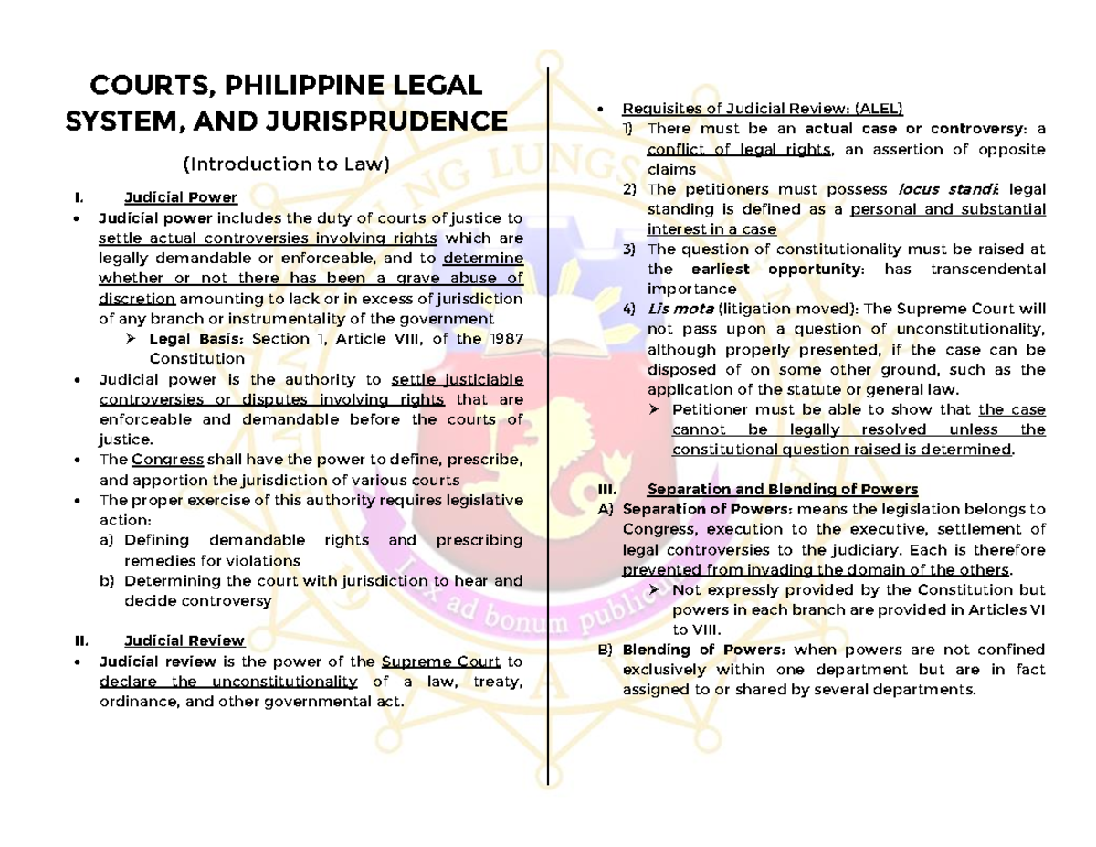 Courts, Philippine Legal System, and Jurisprudence - COURTS, PHILIPPINE ...