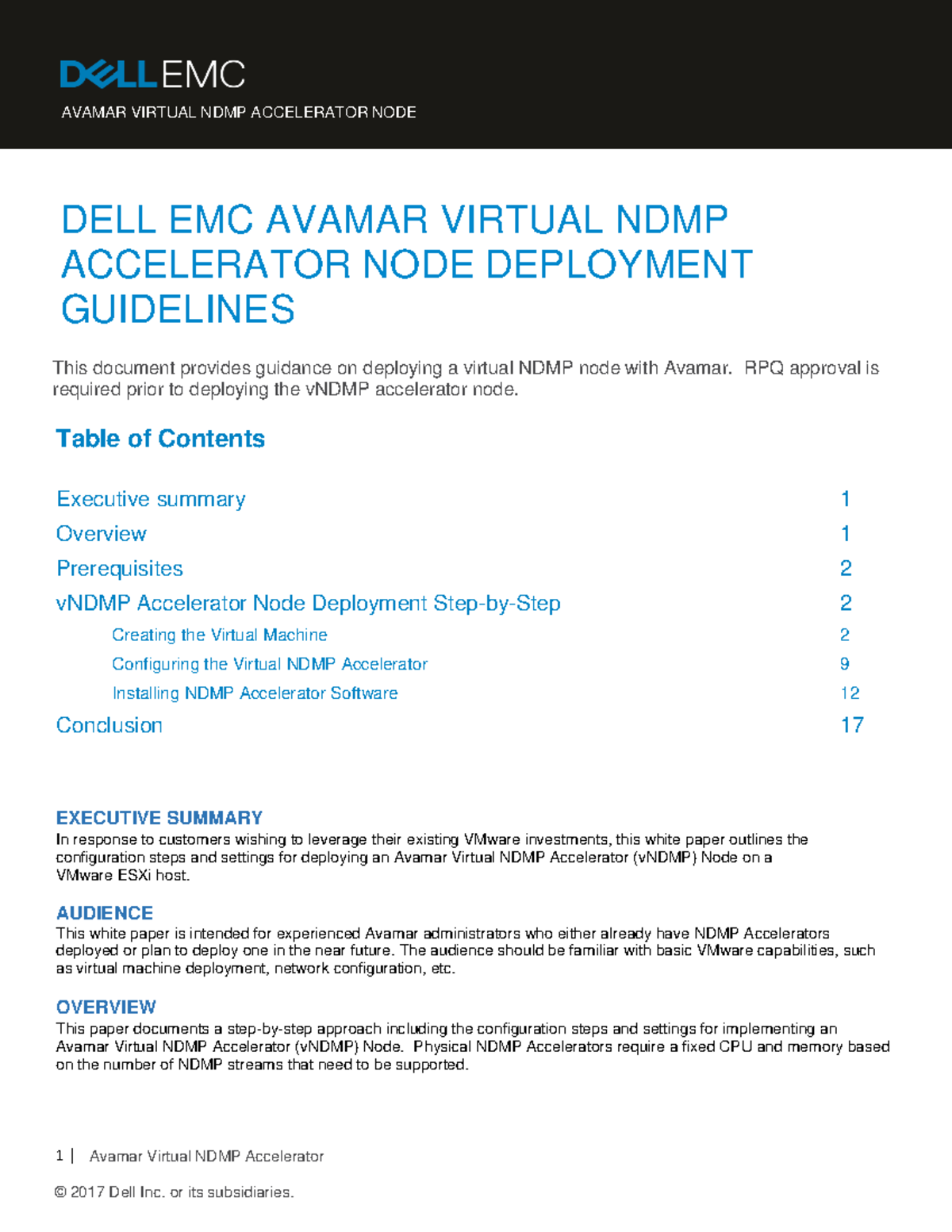 Virtual NDMP Accelerator Node Guidelines (2018 ) - 1 | Avamar Virtual ...