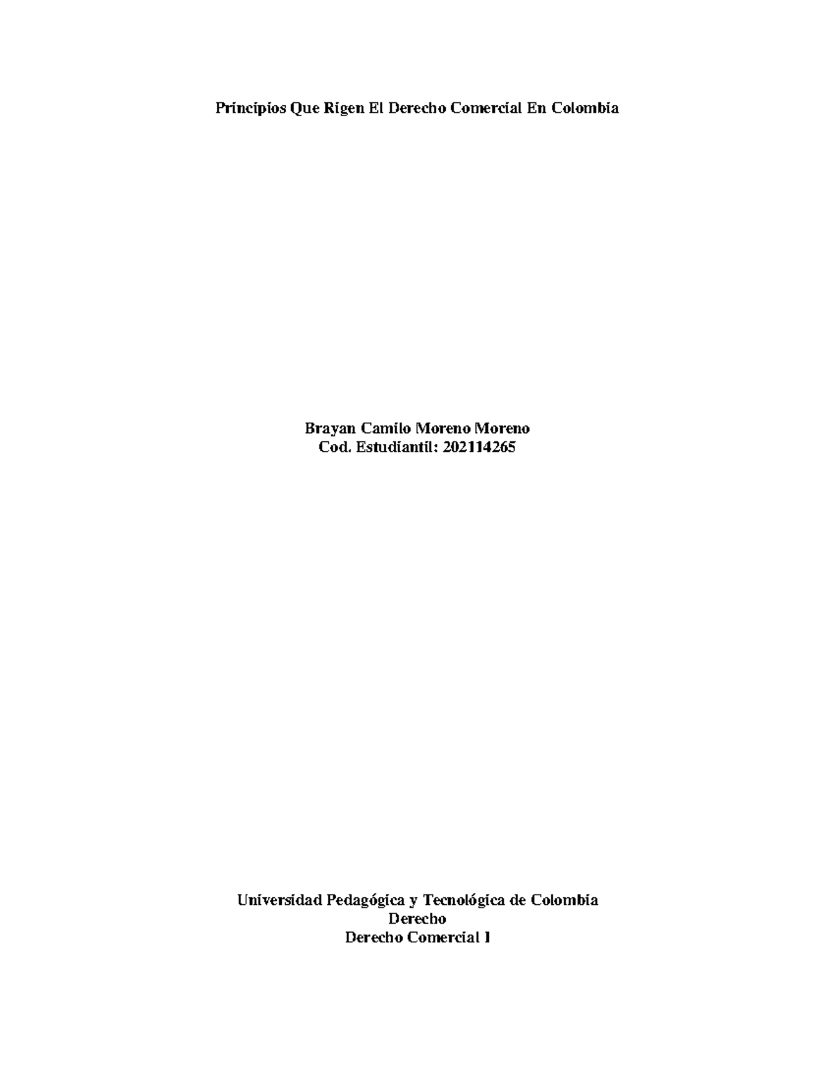 Mini articulo - Derecho Comercial - Principios Que Rigen El Derecho ...