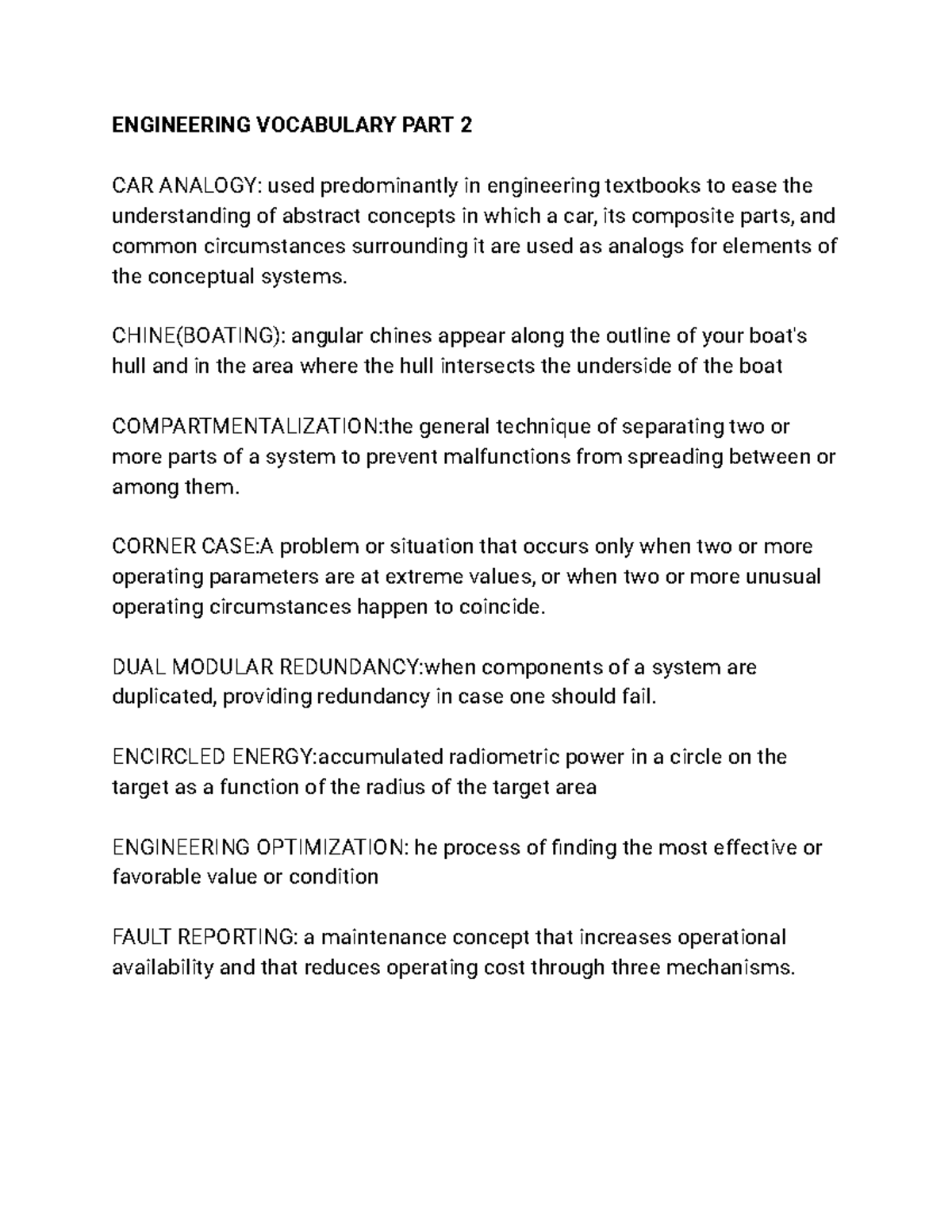 Engineering Vocabulary PART 2 - ENGINEERING VOCABULARY PART 2 CAR ...