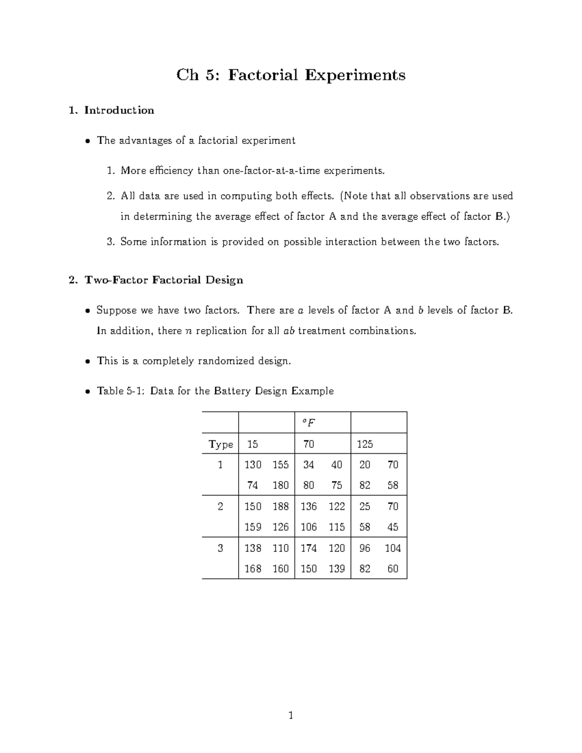 Ch5 - 오희석 - Ch 5: Factorial Experiments Introduction The advantages of a factorial experiment ...