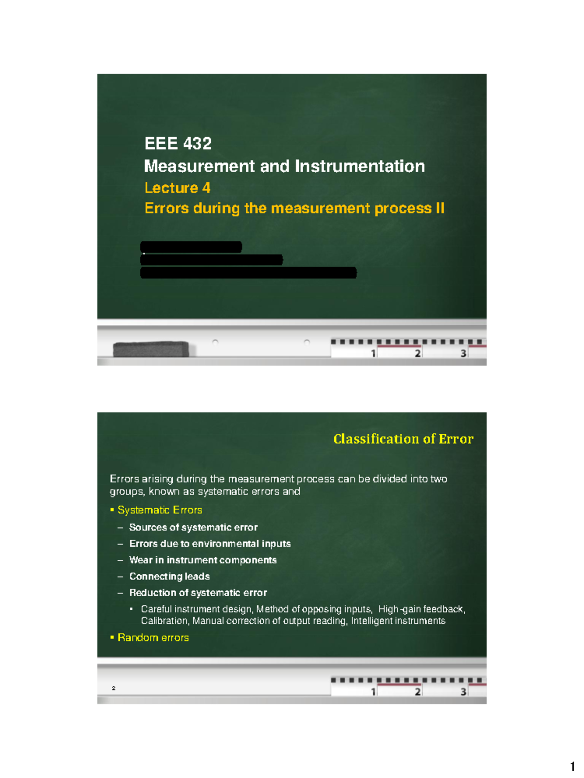 EEE432-Lecture 4 - practical behavior - EEE 432 Measurement and Instrumentation Lecture 4 Errors ...