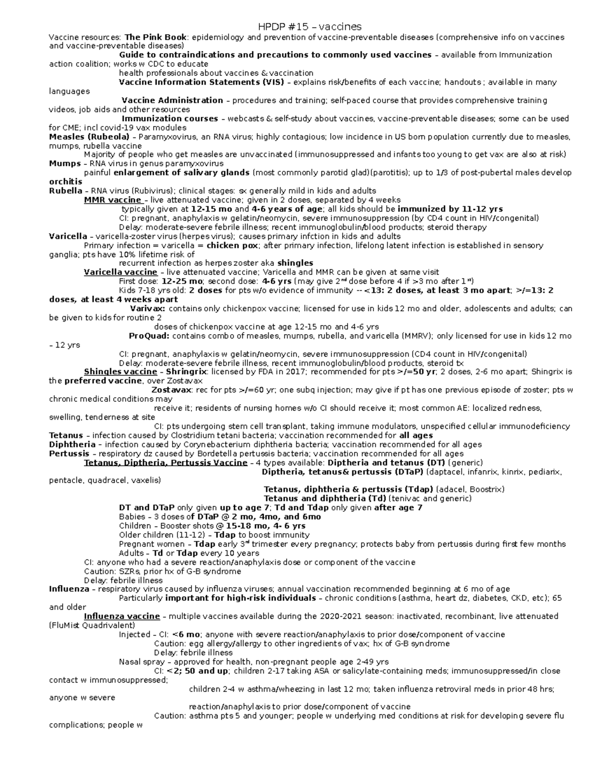 HPDP #15 - vaccines - HPDP #15 – vaccines Vaccine resources: The Pink ...