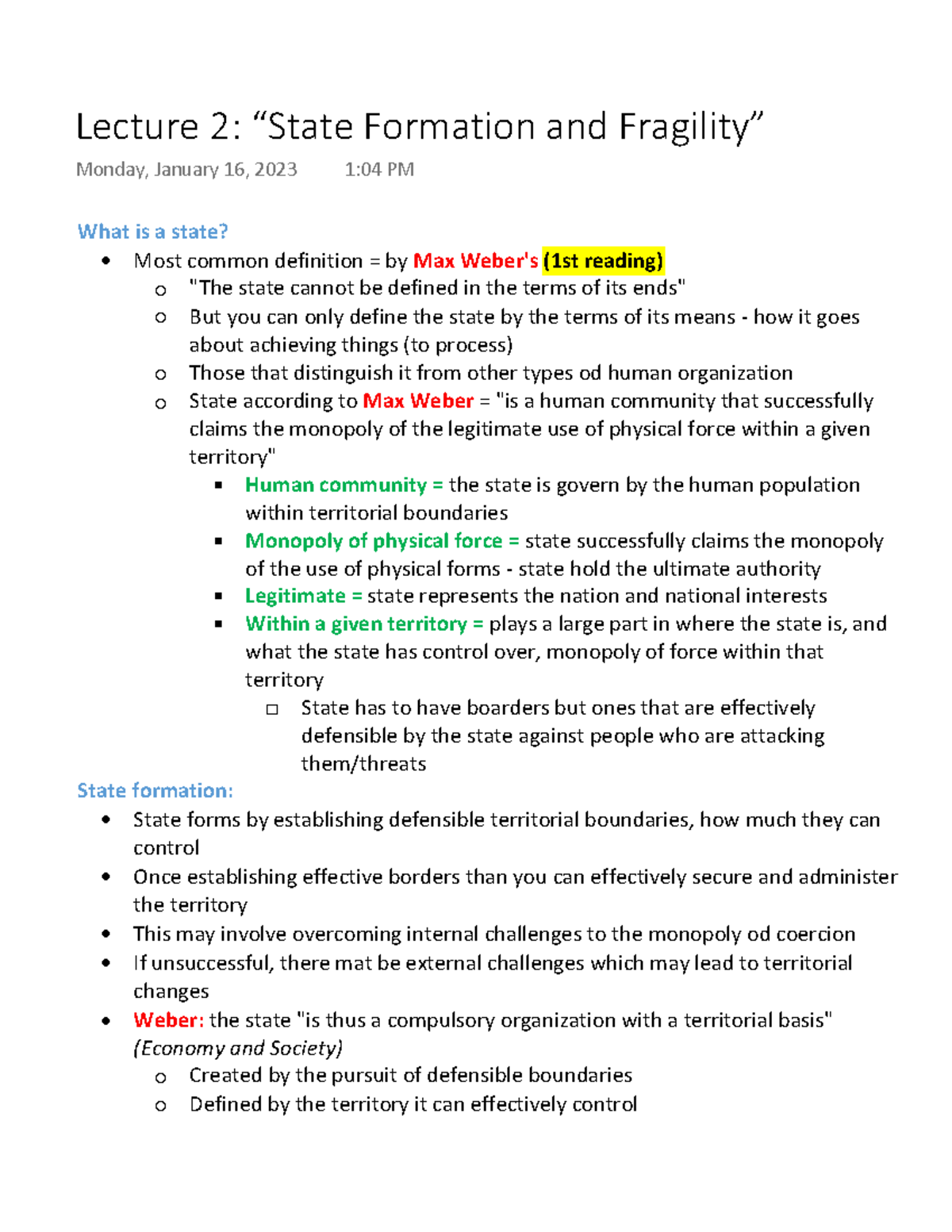 Week 3 Lecture - Study these and your good. - What is a state? Most ...