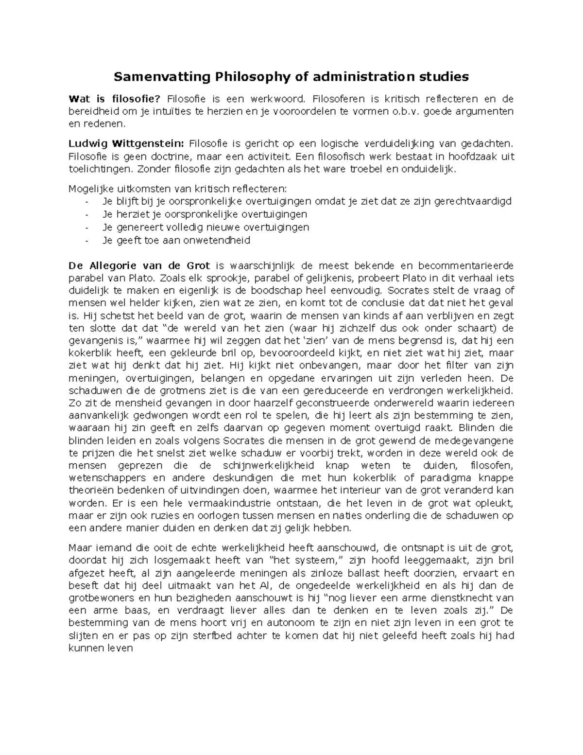 Samenvatting Politieke filosofie - Samenvatting Philosophy of ...