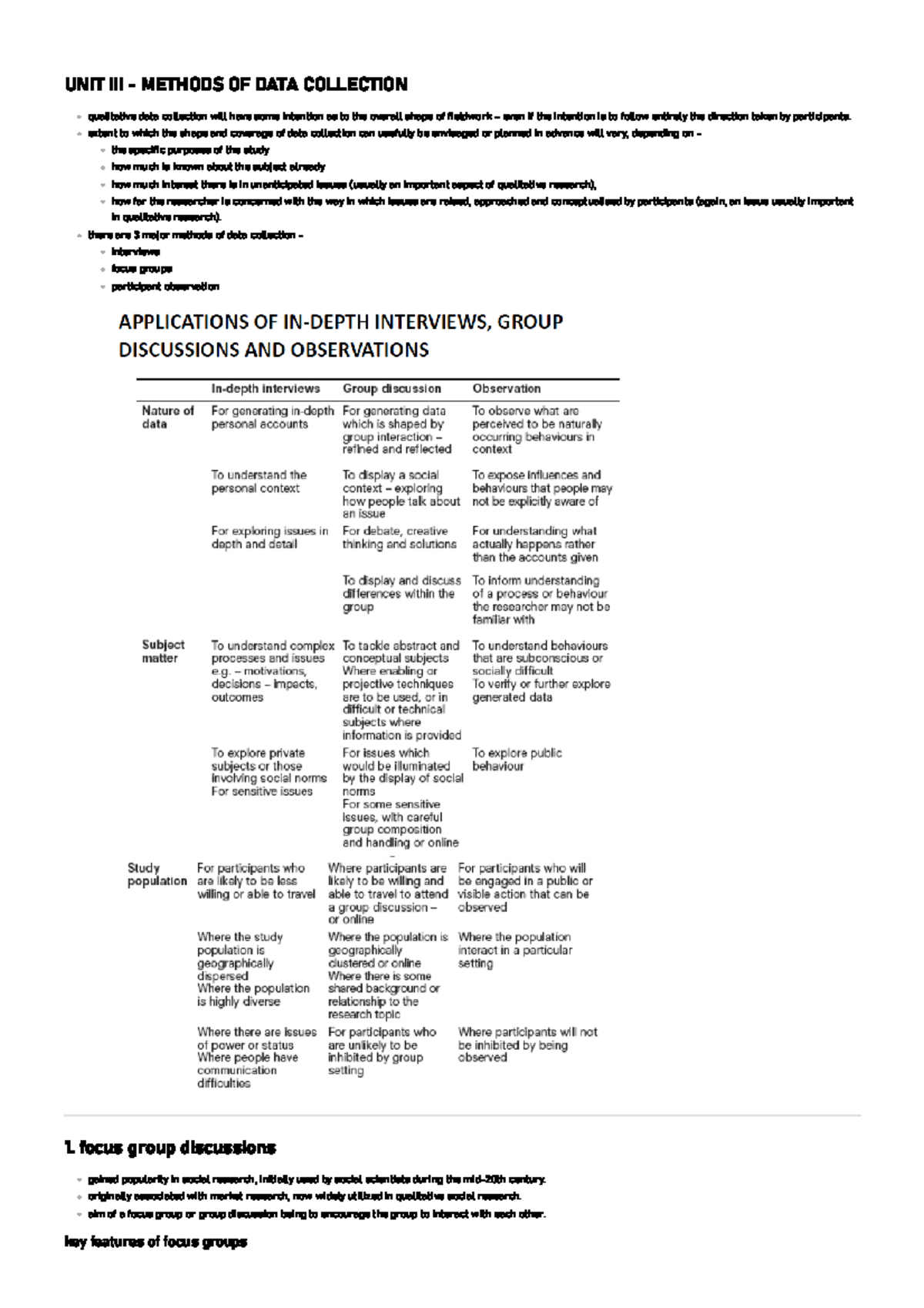 UNIT III - Methods OF DATA Collection - UNIT III - METHODS OF DATA ...