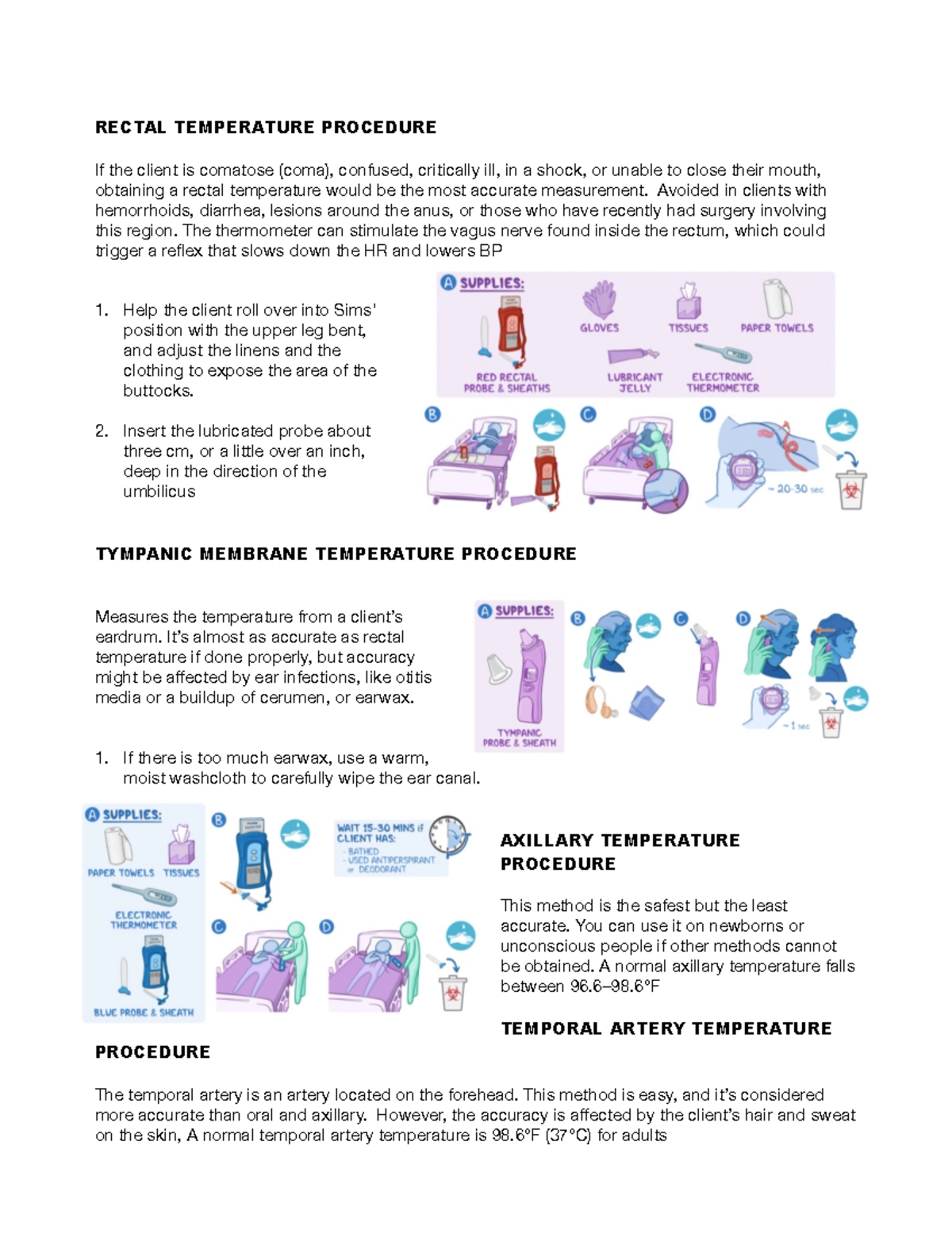 Rectal & Tympanic Temperature Notes - RECTAL TEMPERATURE PROCEDURE If ...