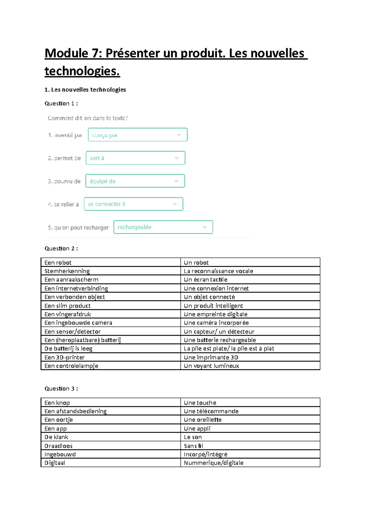 Module 7 - Module 7: Présenter un produit. Les nouvelles technologies ...