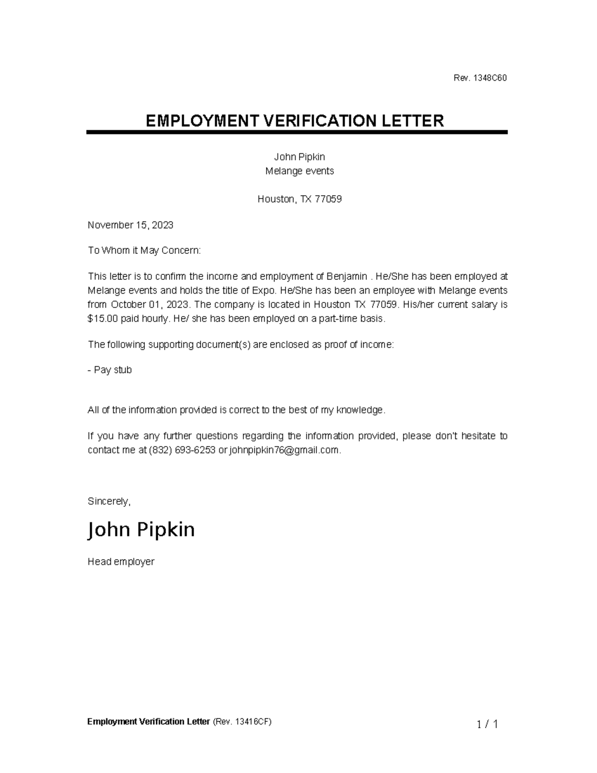 Employment Verification Letter (1) (Repaired) - Rev. 1348C EMPLOYMENT ...