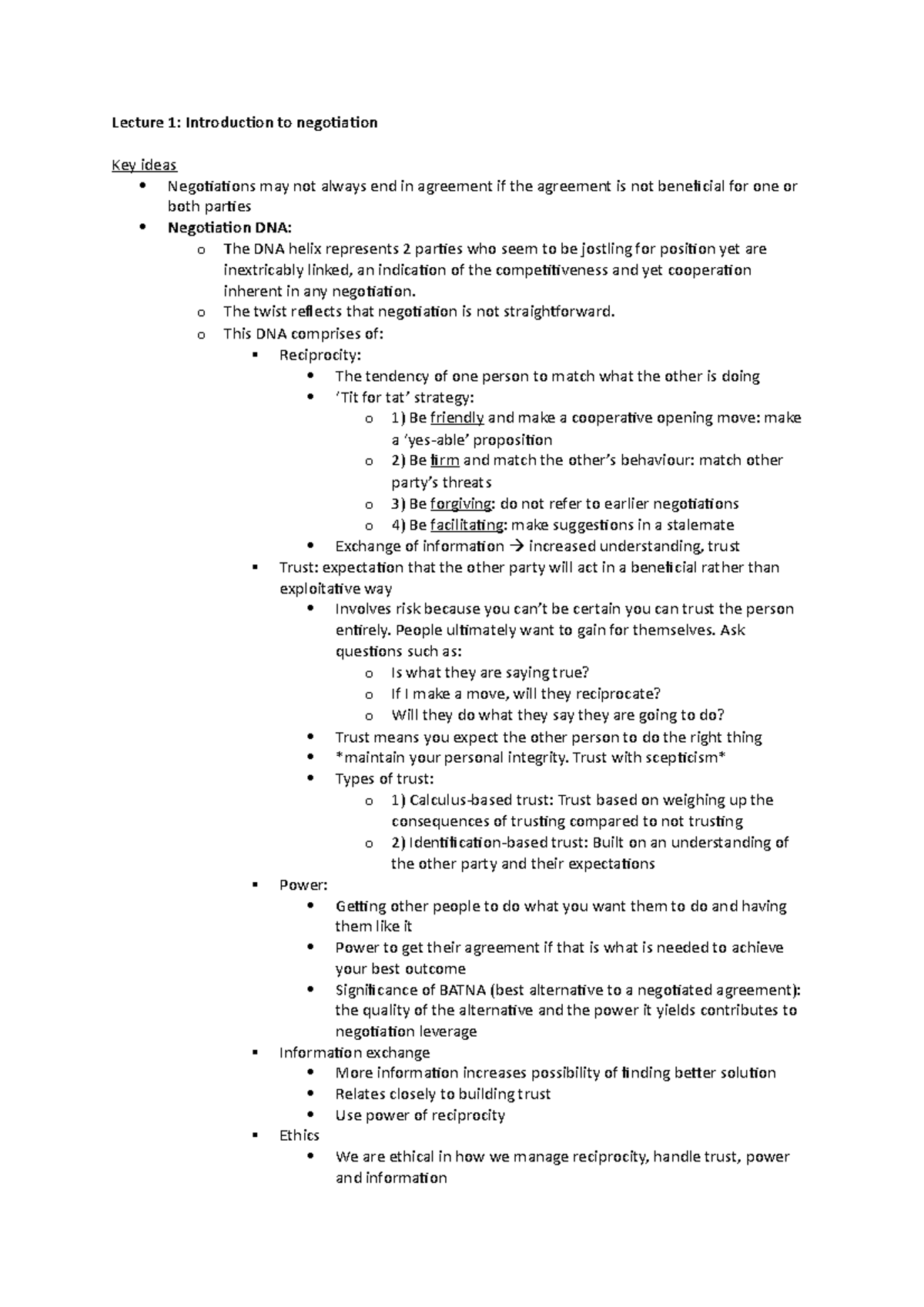 Chapter-Notes - Summary Negotiation: Theory And Practice - Lecture 1 ...