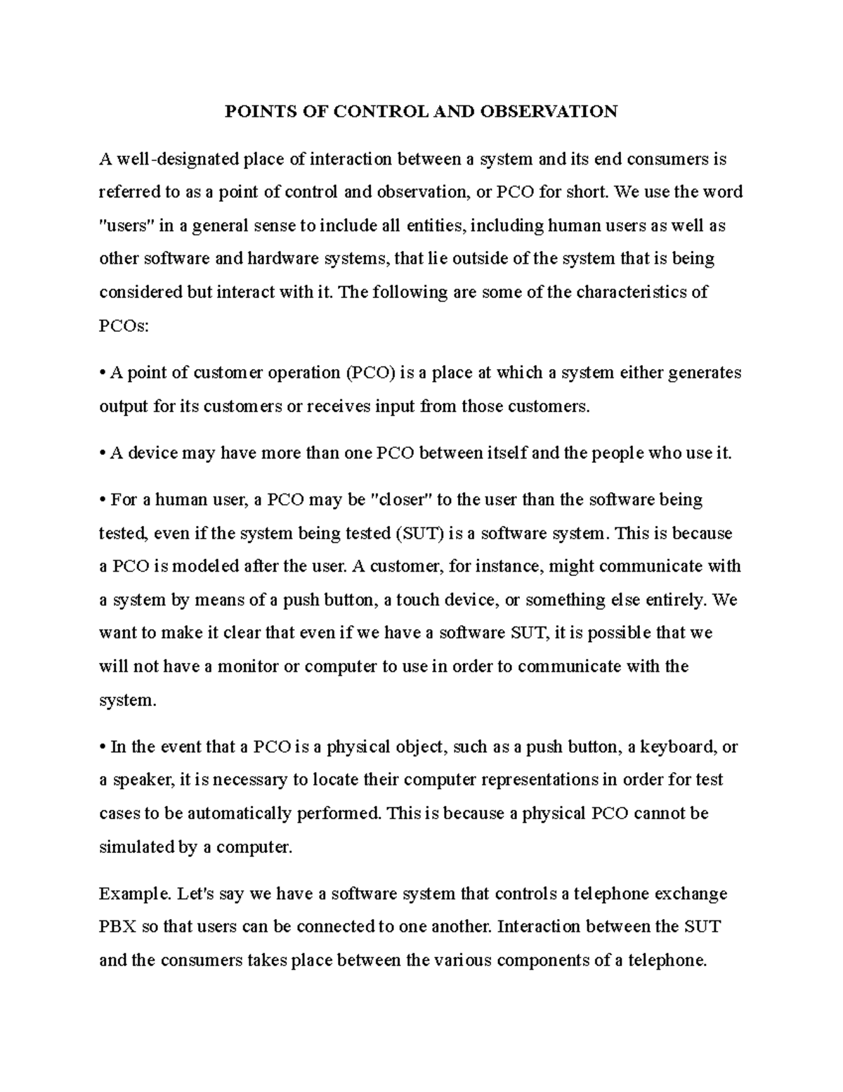 Points OF Control AND Observation - POINTS OF CONTROL AND OBSERVATION A ...