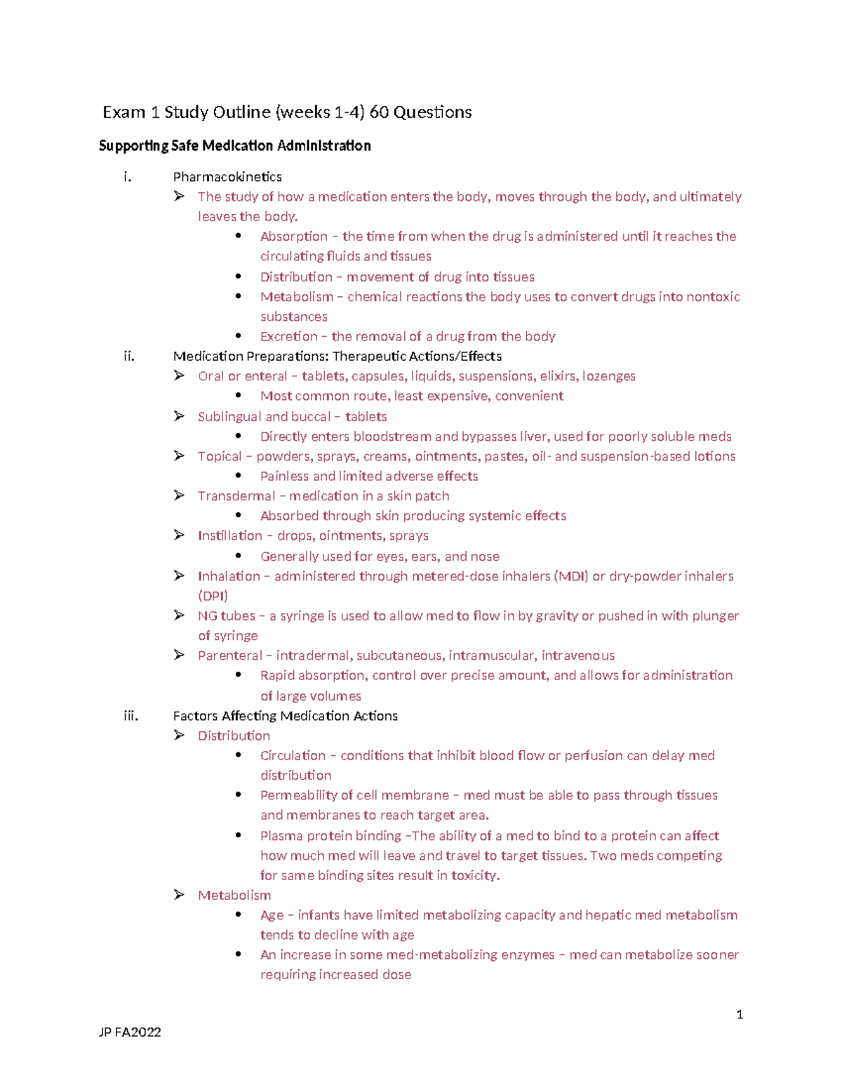 Exam 1 Study Outline - Exam 1 - Exam 1 Study Outline (weeks 1-4) 60 ...