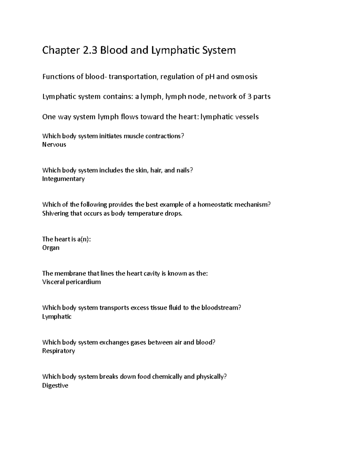 Chapter 2.3 Blood and Lymphatic System - Chapter 2 Blood and Lymphatic ...