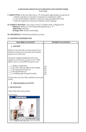 Detailed Lesson PLAN IN English 9 For conversation press 1 - DETAILED ...