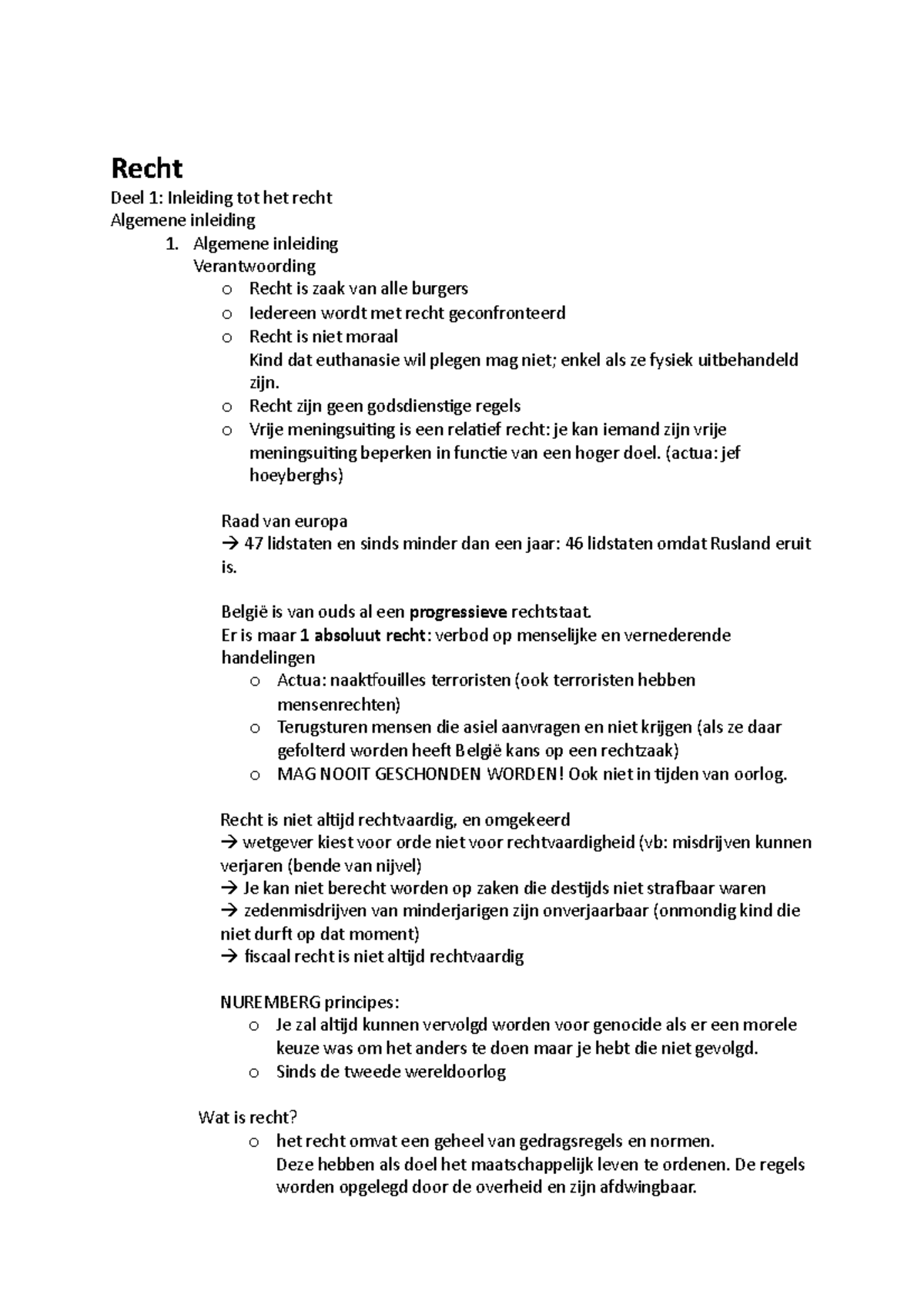 Recht- algemene inleiding - Recht Deel 1: Inleiding tot het recht ...