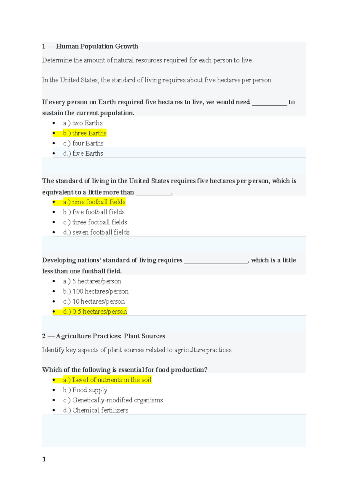 Challenge III. questions - 1 — Human Population Growth Determine the ...