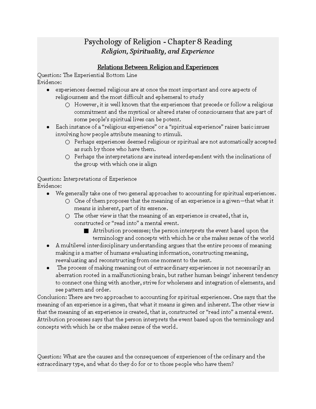 Psychology of Religion - Chapter 8 Reading - Psychology of Religion ...