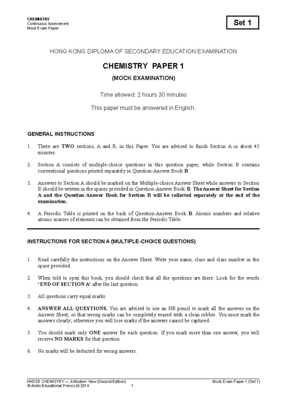 2CA S6 Mock exam paper 1 2014 Set 1 eng - Continuous Assessment Mock ...