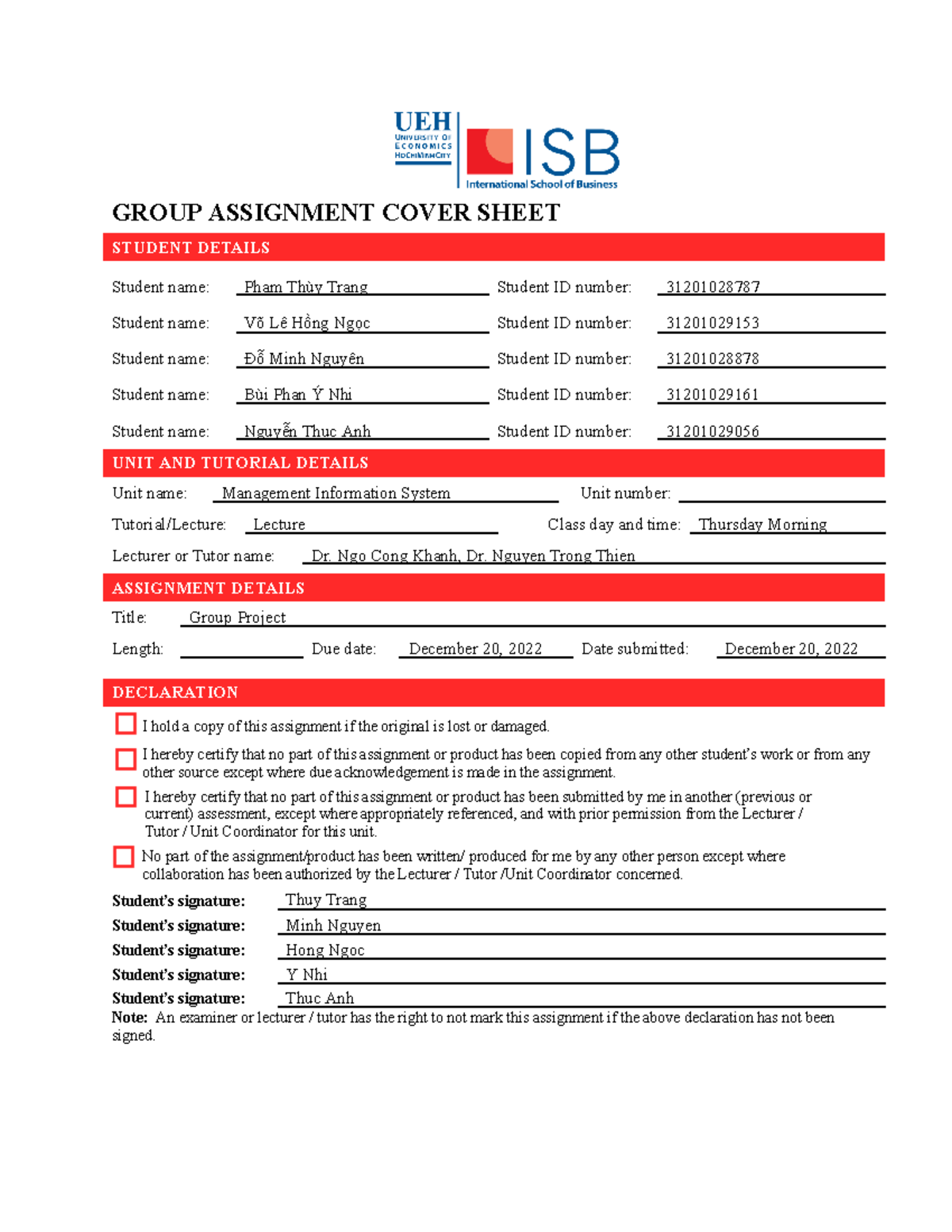 Copy of MIS01 Group 7 Group Project Report - GROUP ASSIGNMENT COVER ...