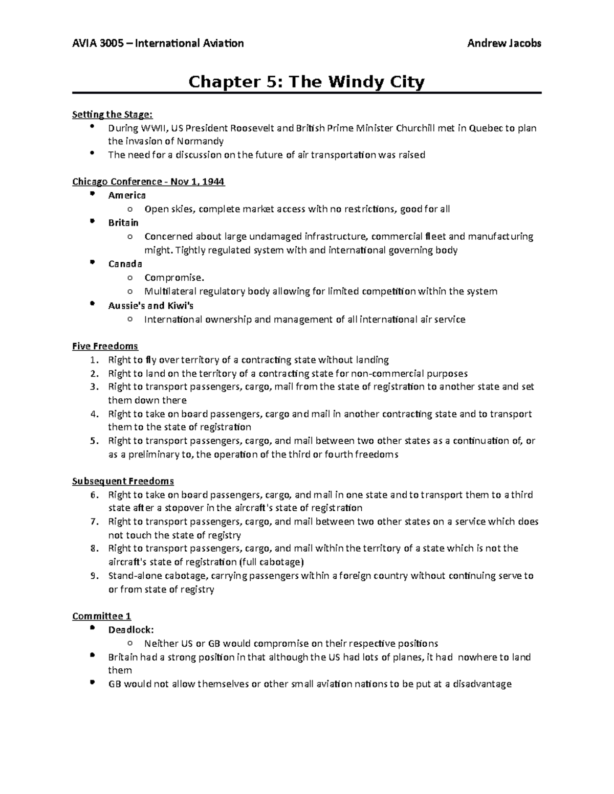 AVIA3005 Lecture 2: Ch5 - AVIA 3005 – International Aviation Andrew ...