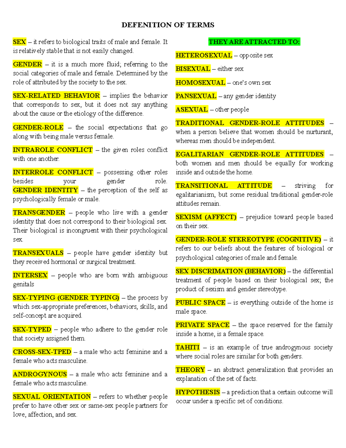 Definition OF Terms - This File is about Experimental Psychology ...