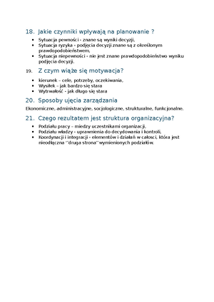 Podstawy Zarządzania - Czym jest planowanie? -polega na przewidywaniu ...