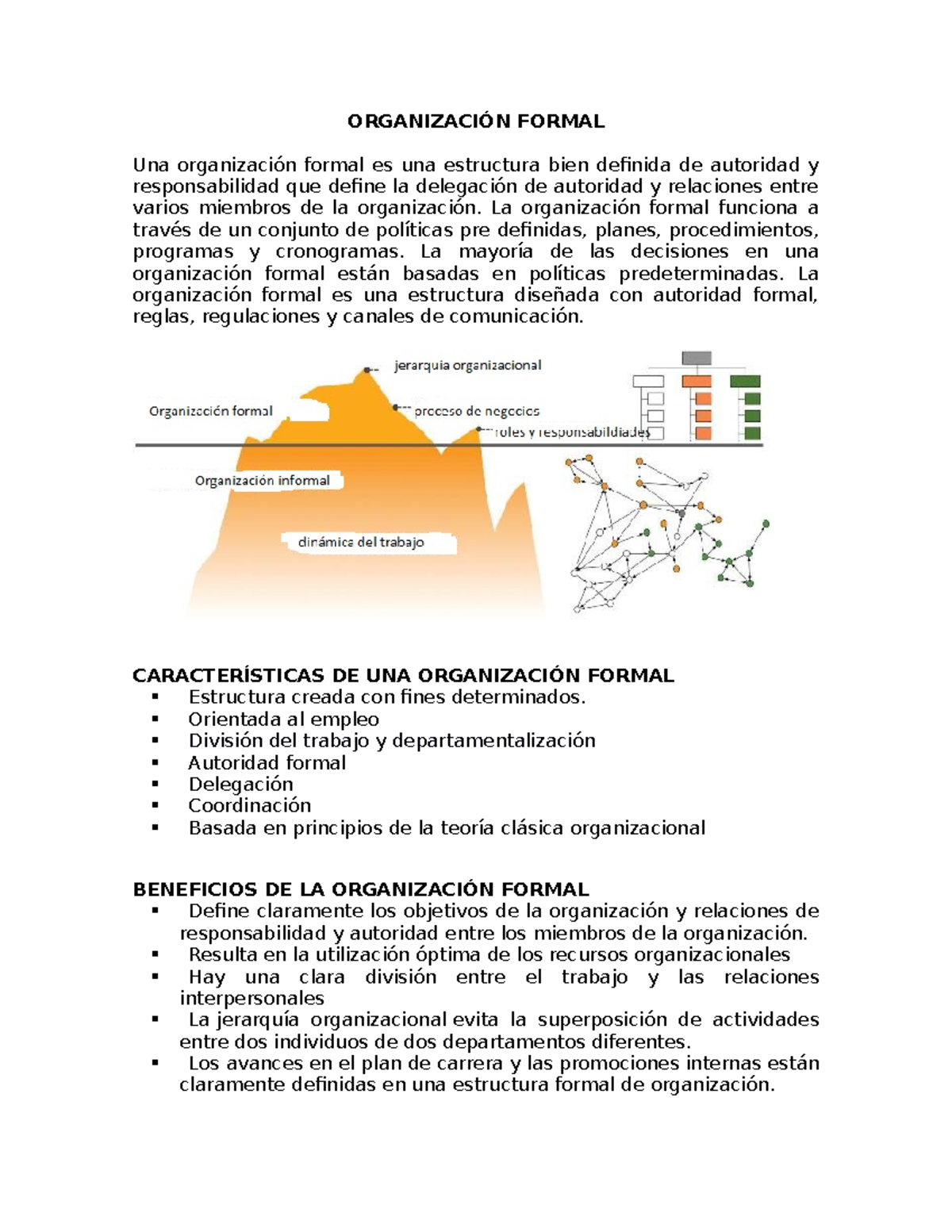 LA Organizacion Formal E Informal - Organigrama - ORGANIZACIÓN FORMAL ...