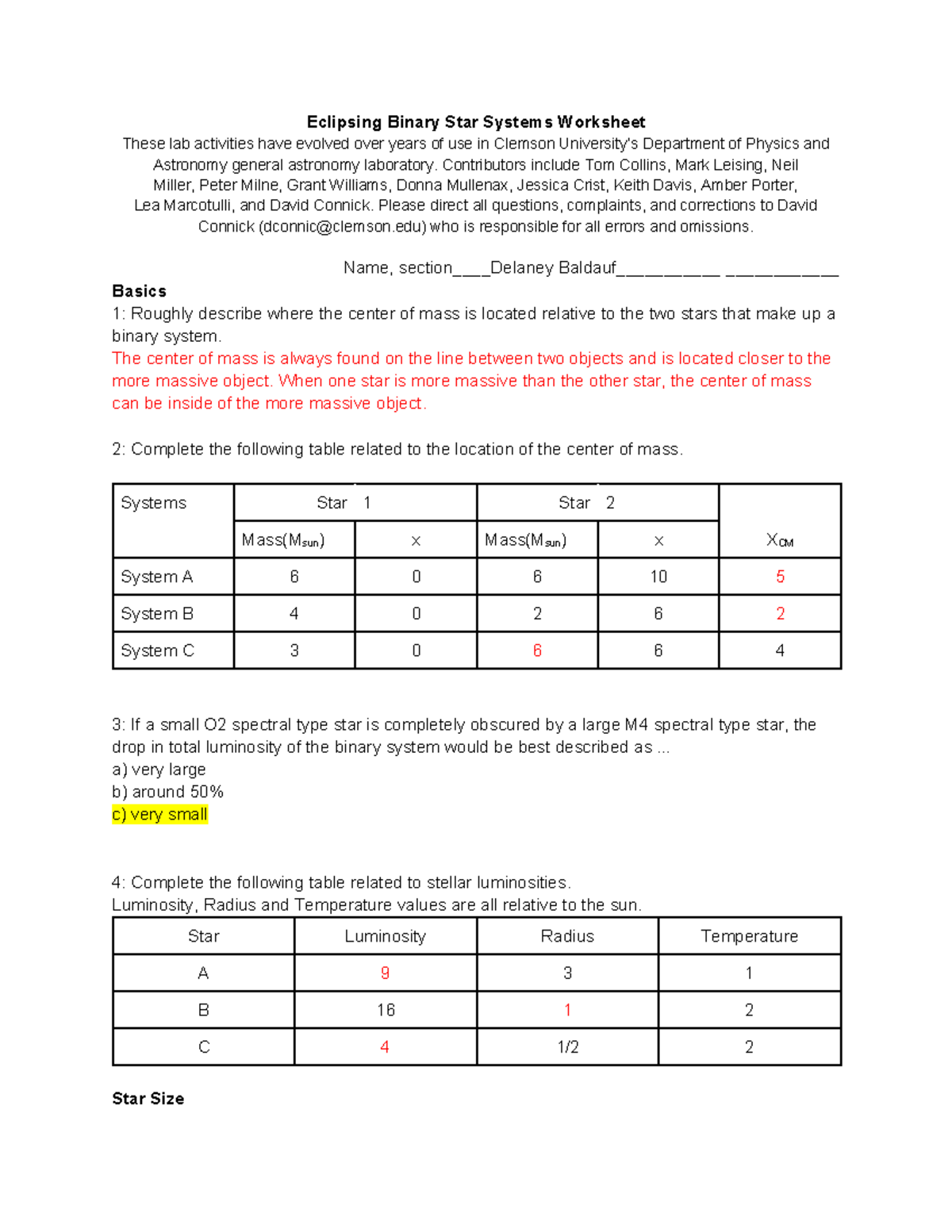 Eclipsing Binary Worksheet - Eclipsing Binary Star Systems Worksheet These lab activities have ...