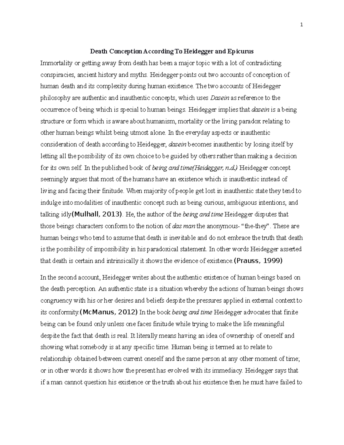 Death Conception According To Heidegger and Epicurus - Eng creative - UoN - Studocu