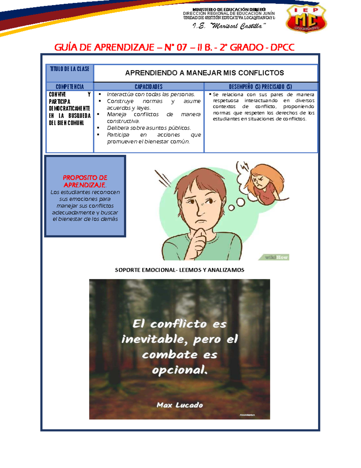 GUÍA DE Aprendizaje 07- IIB- DPCC 2° - GUÍA DE APRENDIZAJE – N° 07 – II B. - 2 ° GRADO - DPCC ...