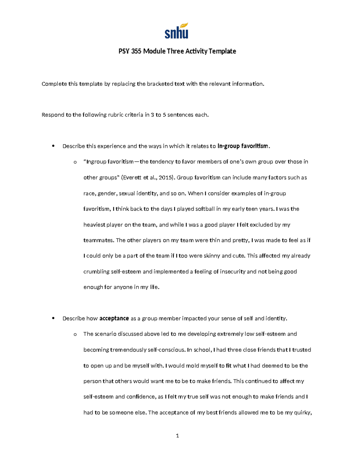PSY 355 Module 3-2 journal - PSY 355 Module Three Activity Template Complete this template by ...