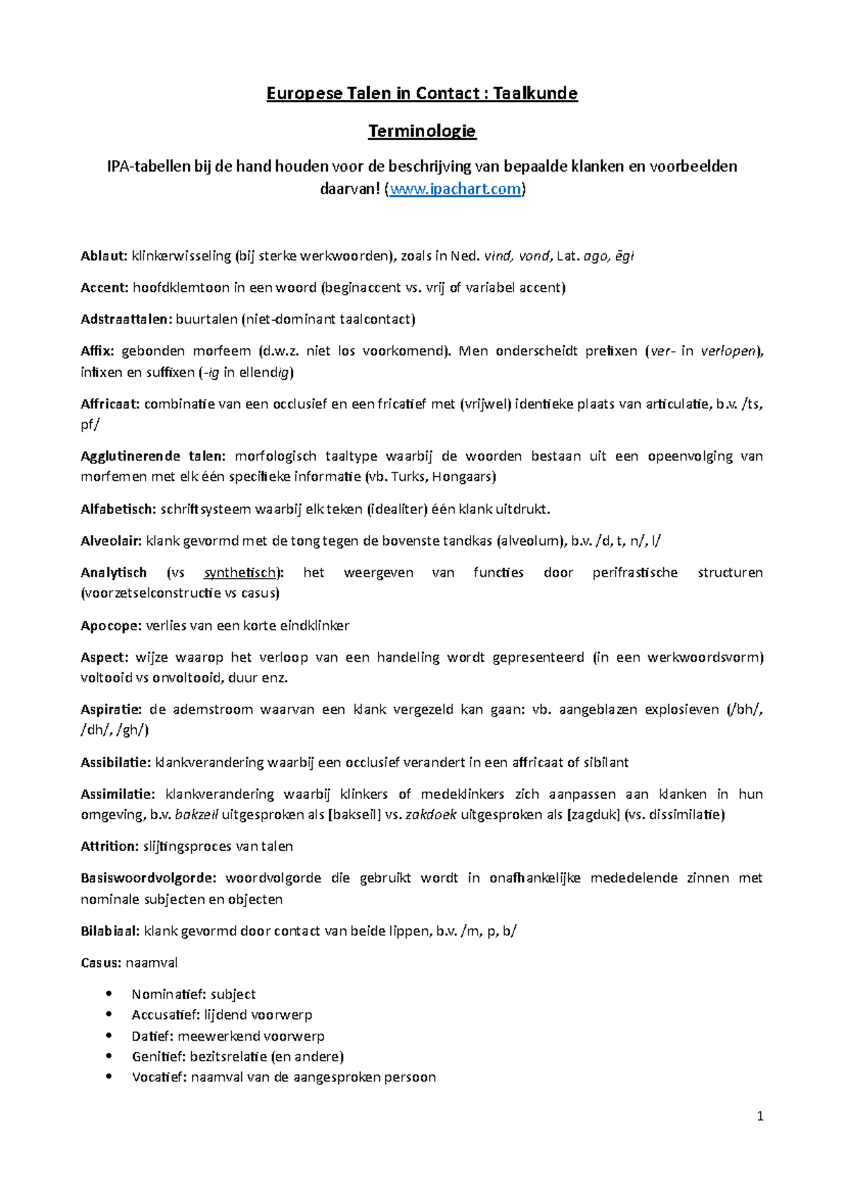 Begrippenlijst ETC partim taalkunde - Europese Talen in Contact ...