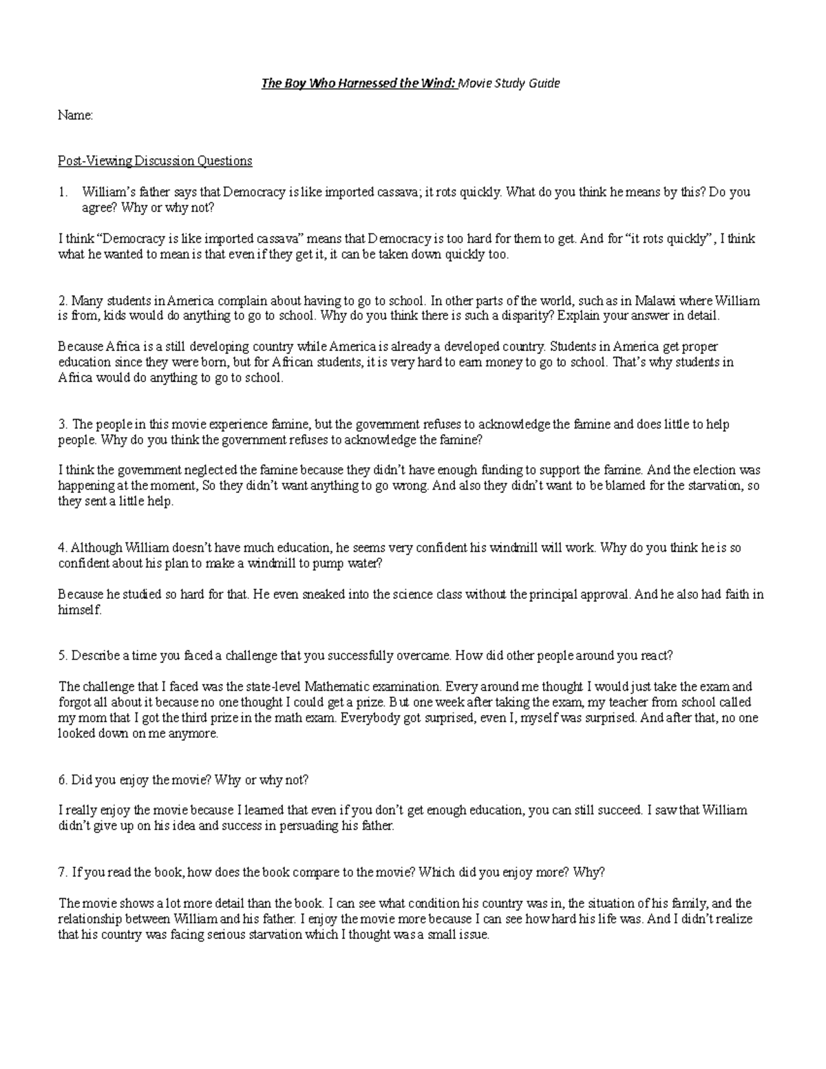 The Boy Who Harnessed the Wind Post Viewing - The Boy Who Harnessed the ...