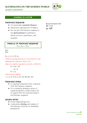 MMW- Lesson 1 1-2 - MMW notes - MATHEMATICS IN THE MODERN WORLD 1ST ...