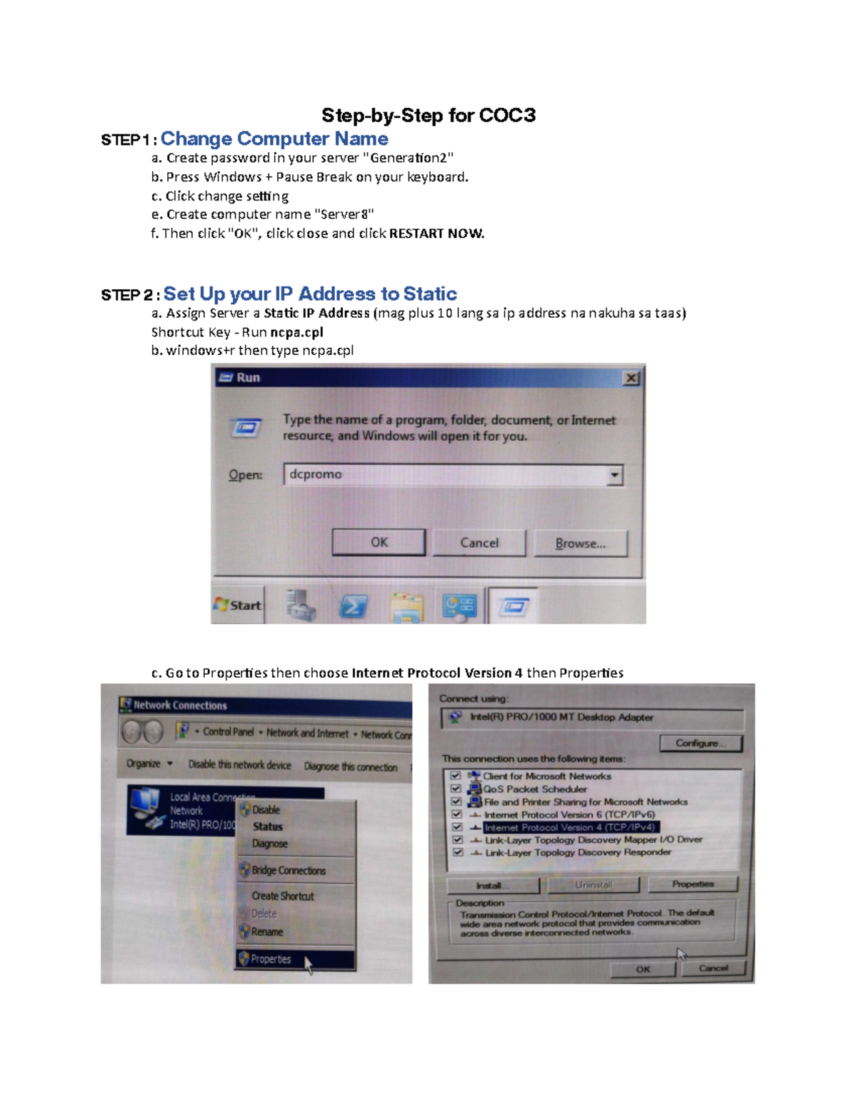 Step-by-step COC3 - Step by Step COC3 INTSALLING WINS8 - Step-by-Step for COC 3 STEP 1 : Change ...