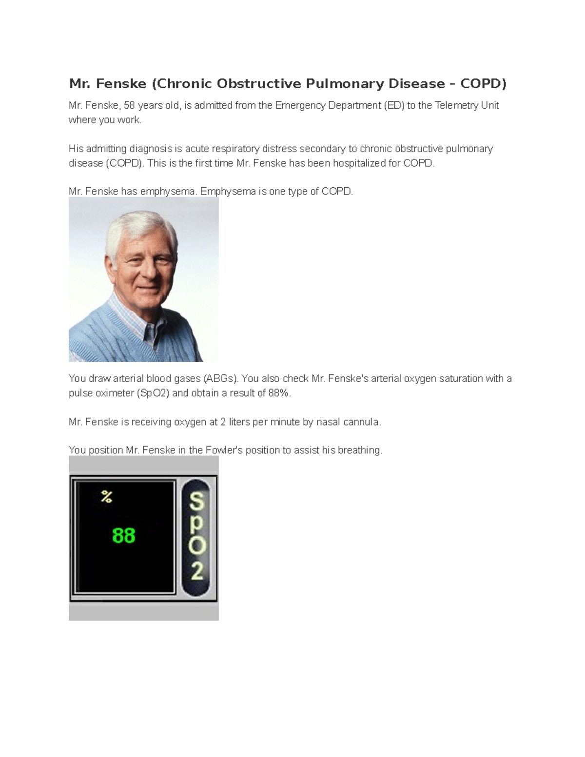 COPD Case Study - Mr. Fenske (Chronic Obstructive Pulmonary Disease ...