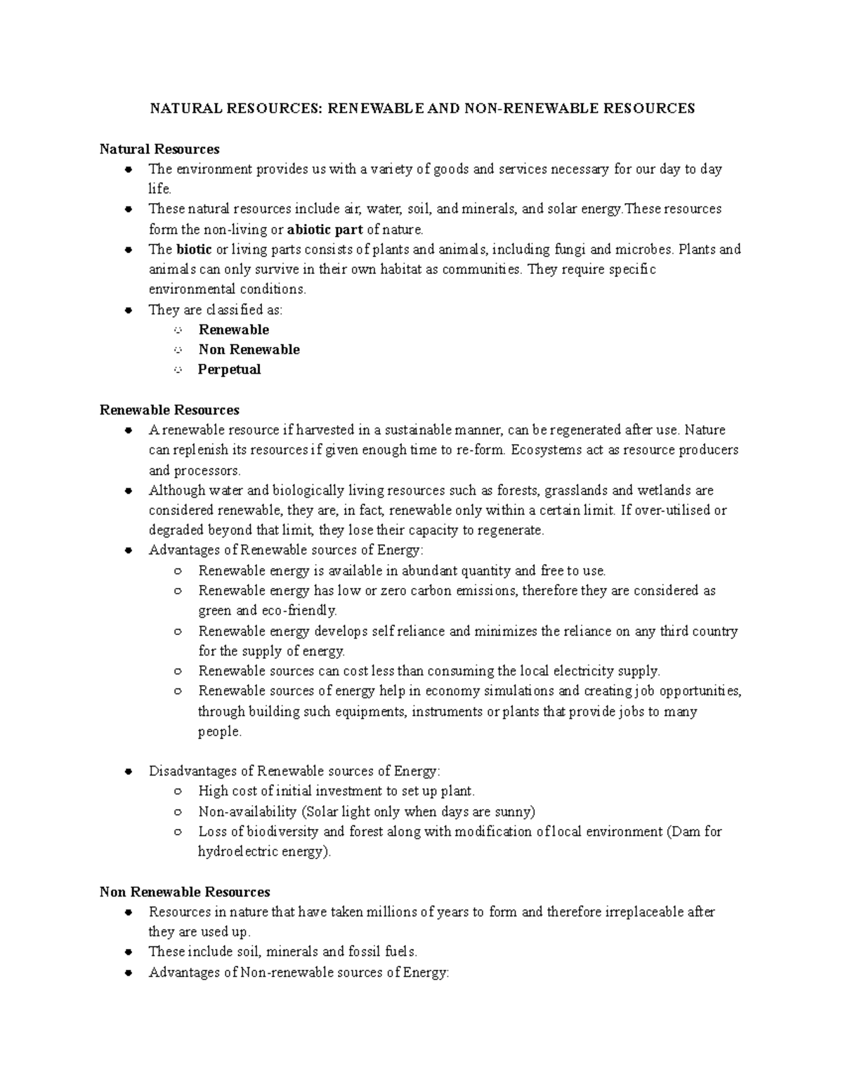 EVS Doc Natural Resources - NATURAL RESOURCES: RENEWABLE AND NON ...