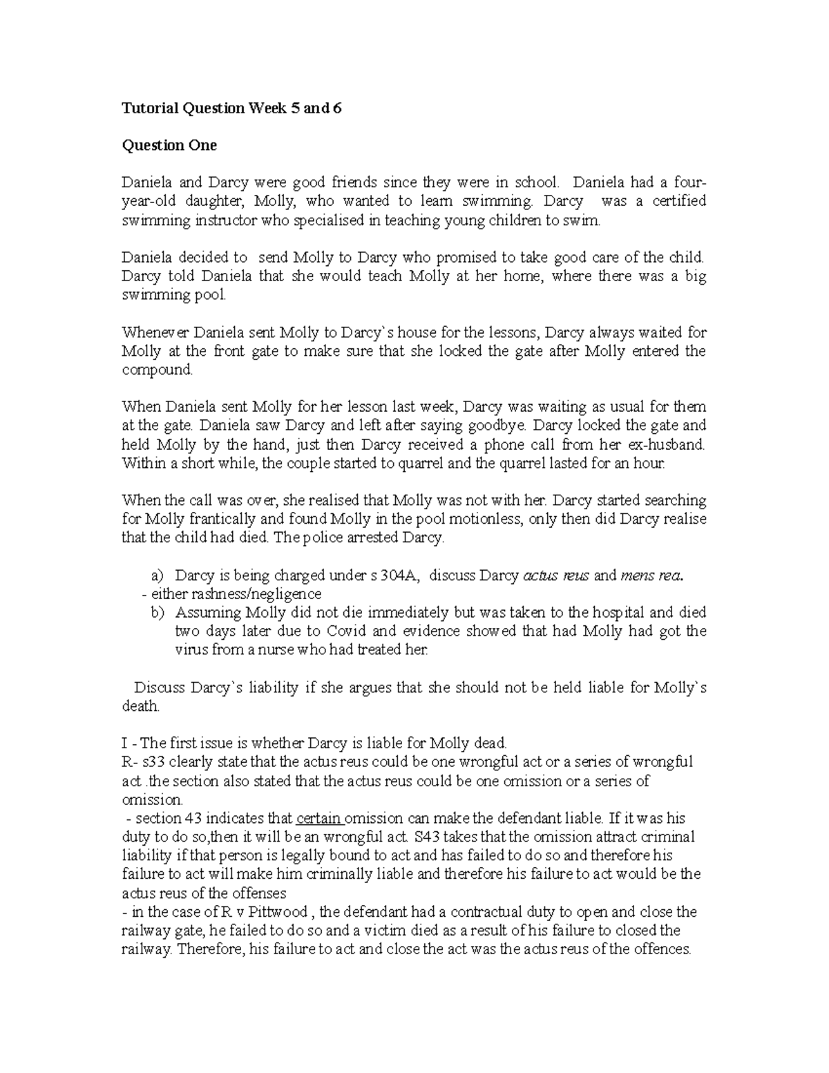 383016 Tutorial Questions 5 and 6 2021 - Tutorial Question Week 5 and 6 ...