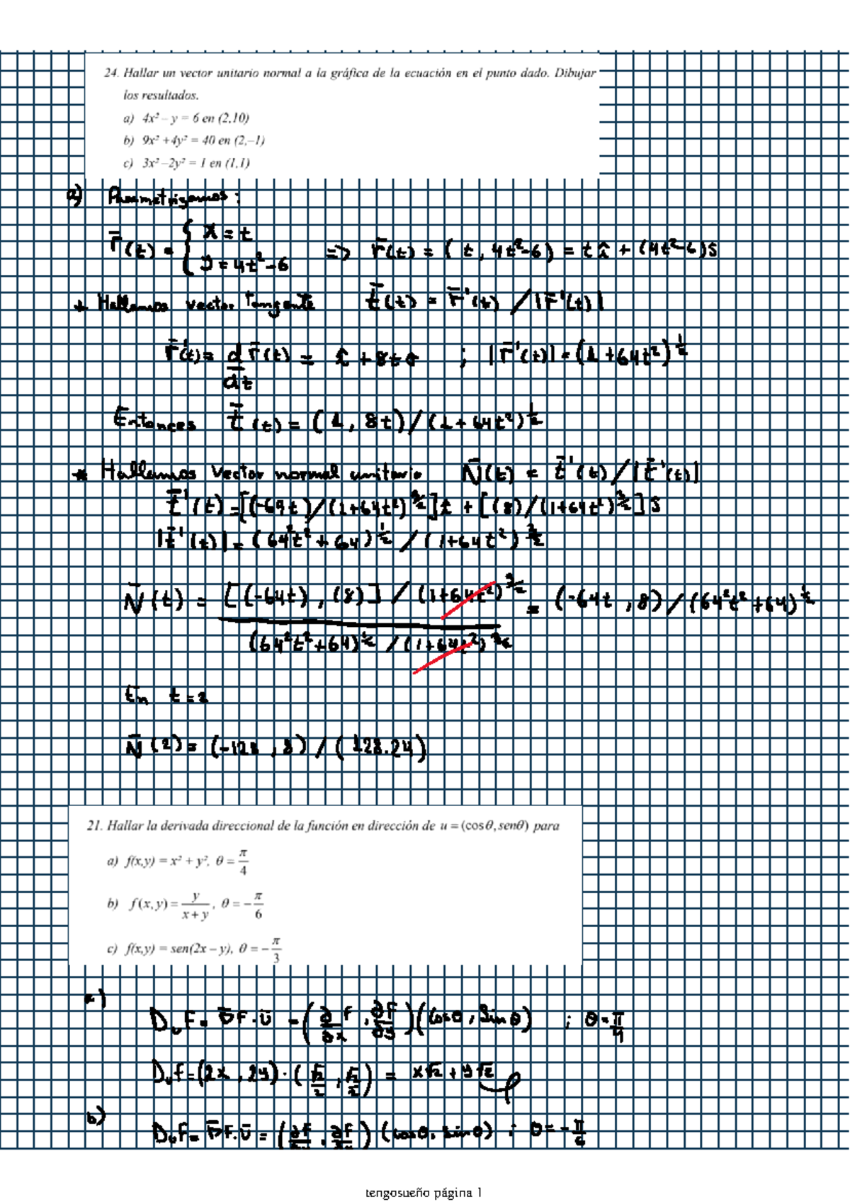 Tengosueño - asdsad - 24. Hallar un vector unitario normal a la gráfica ...