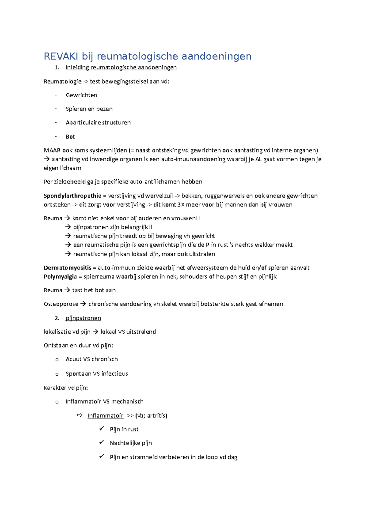 Revaki bij reumatologische aandoeningen - H1 - REVAKI bij reumatologische aandoeningen Inleiding ...