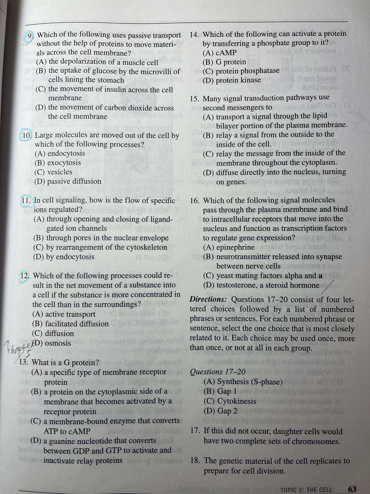 Cell membrane test and answer from AP biology - 9. Which of the ...