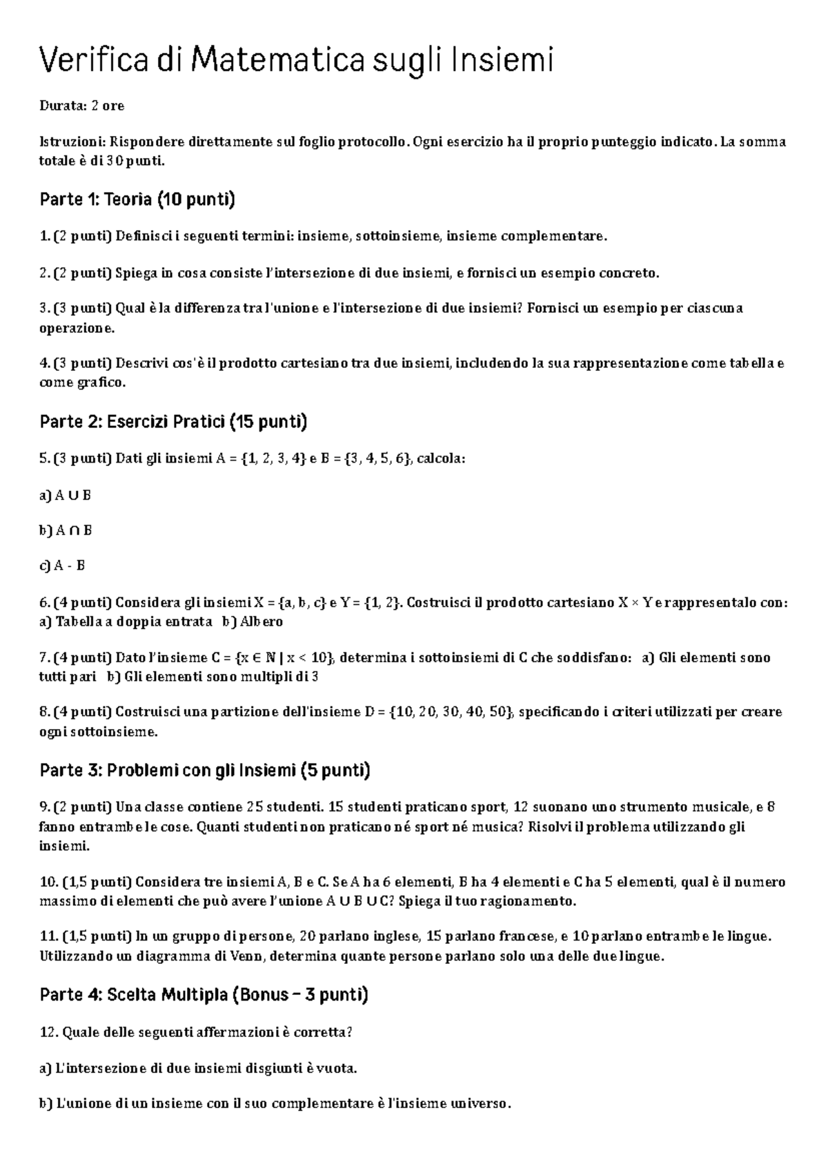 Verifica Matematica Insiemi 1Scientificoscien - Verifica di Matematica ...
