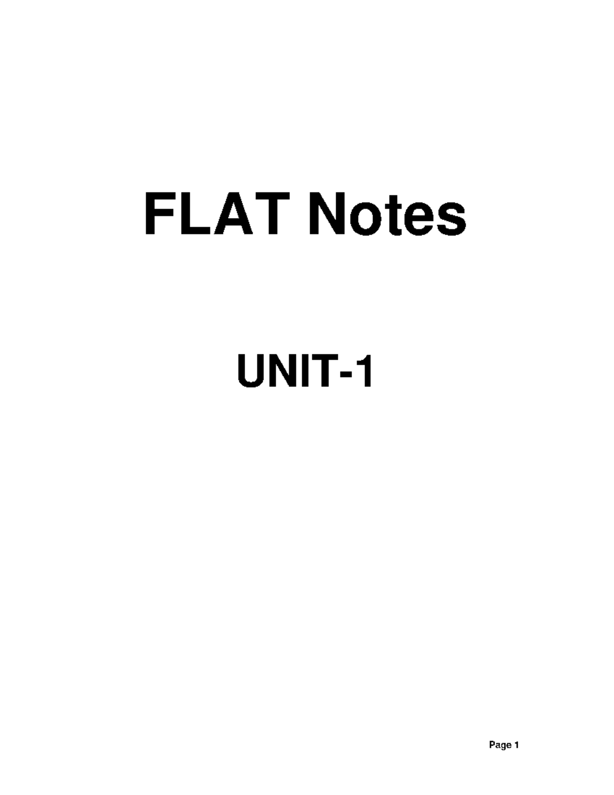 Flat-min - flat - Theory Of Computation - Page 1 FLAT Notes UNIT- 1 ...
