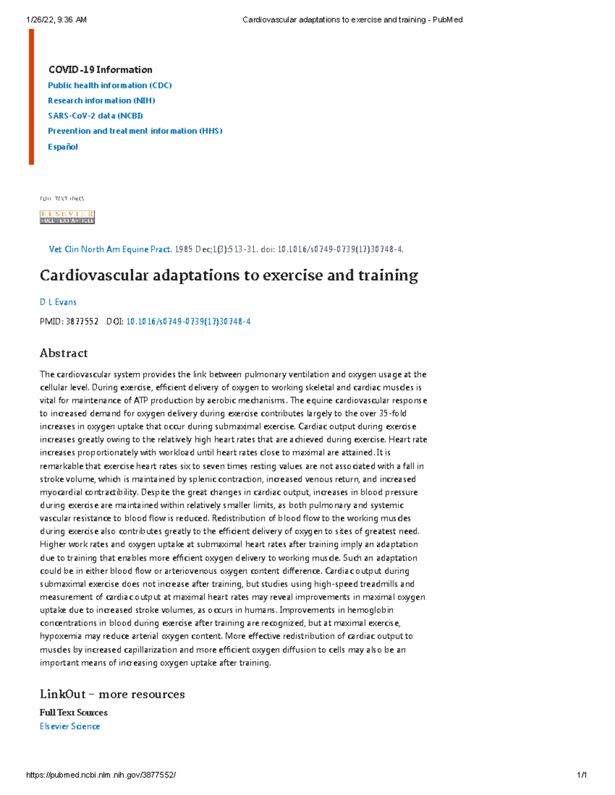 Cardiovascular adaptations to exercise and training - Pub Med - ncbi ...