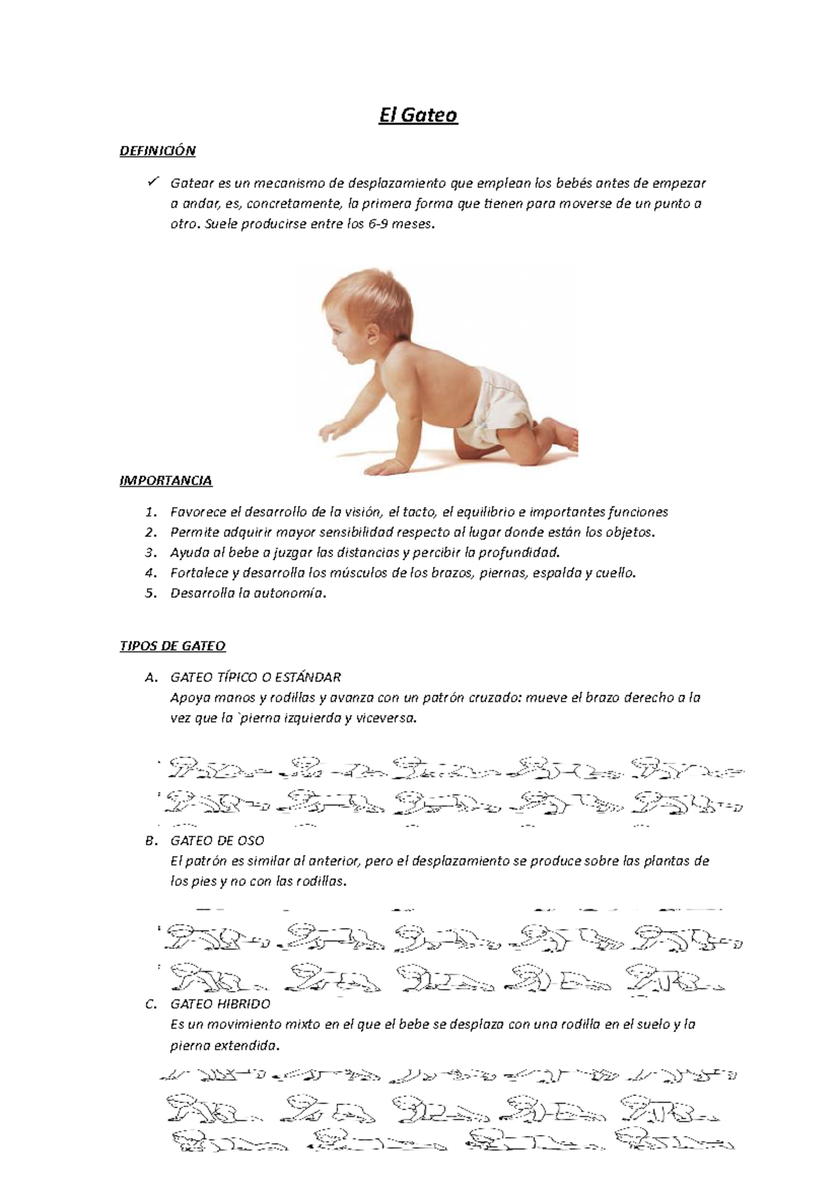 Gateo en el bebé durante la lactancia en el desarrollo humano - El ...