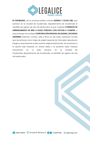 Modelo Testimonio Especial DEL Indice DEL Protocolo - Derecho Notarial ...