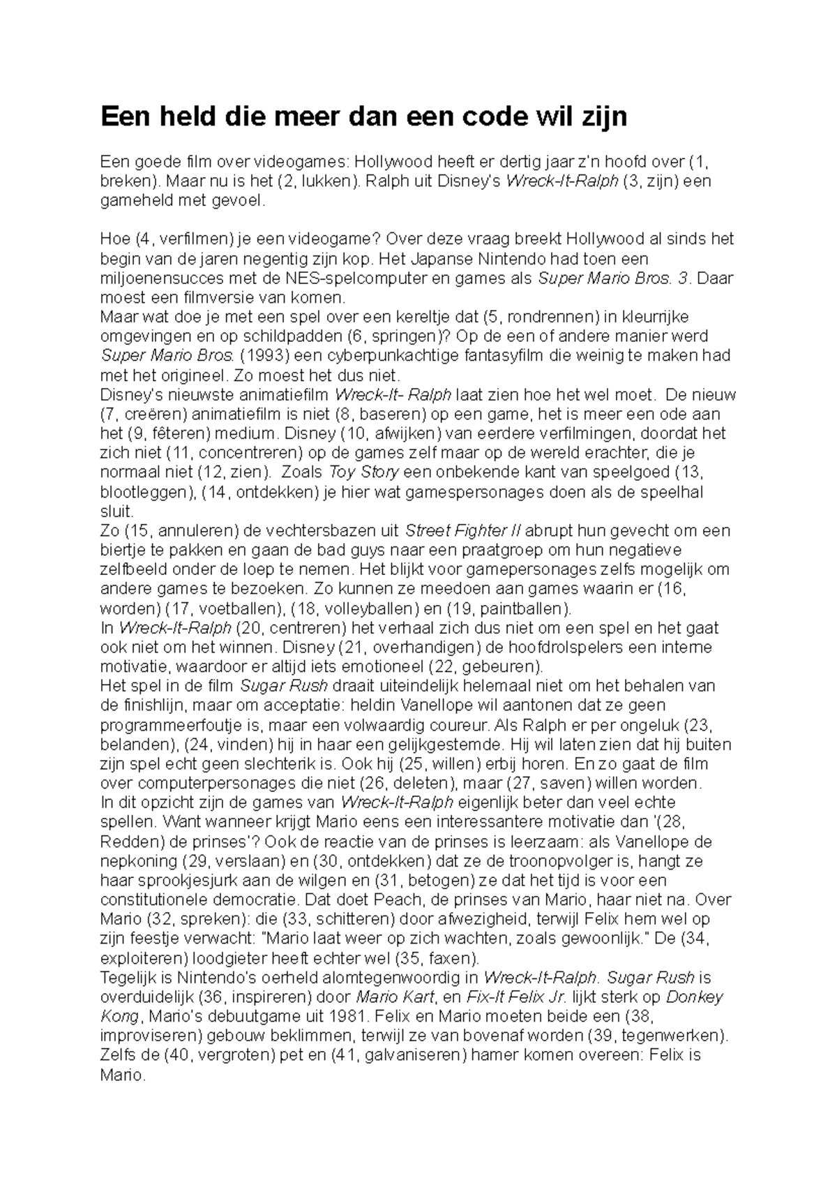 Wreck-It-Ralph - Spelling - Een held die meer dan een code wil zijn Een ...