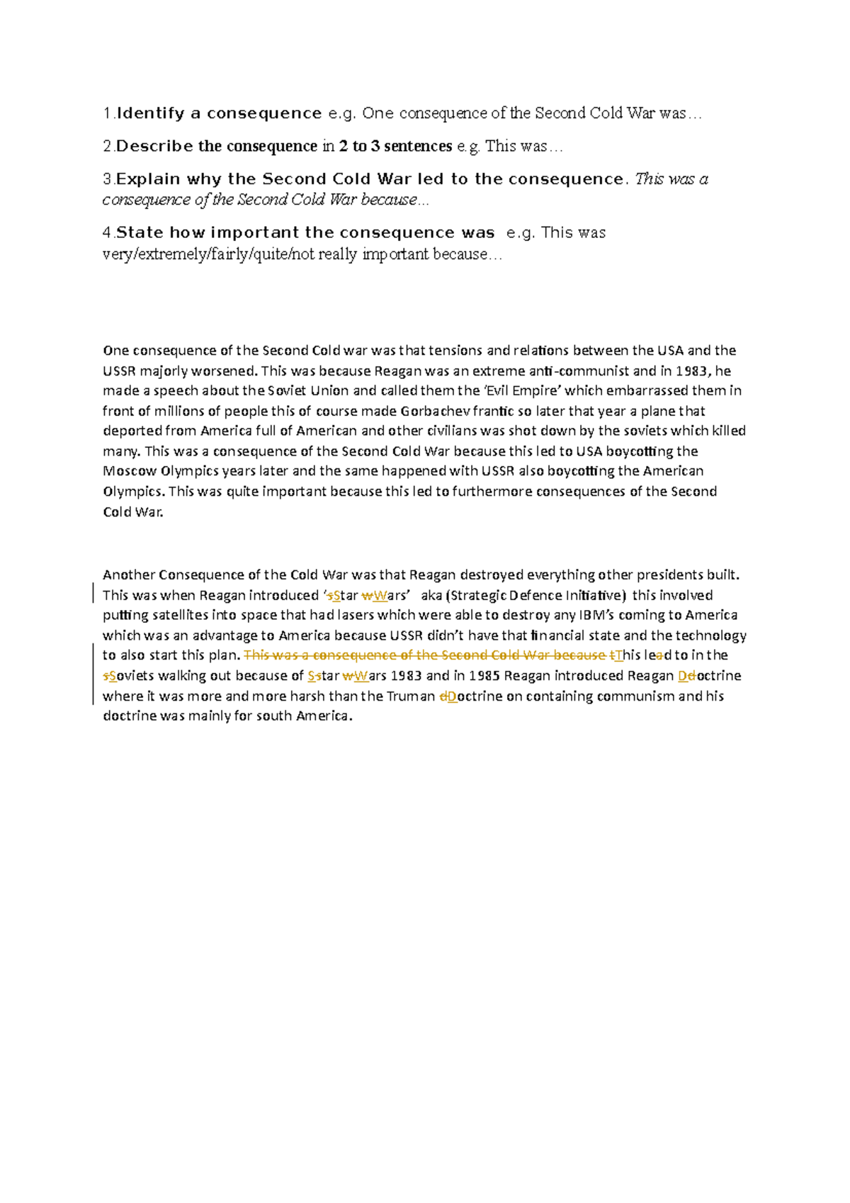 Second Cold War consequences assesment - 1 a consequence e. One consequence of the Second Cold ...