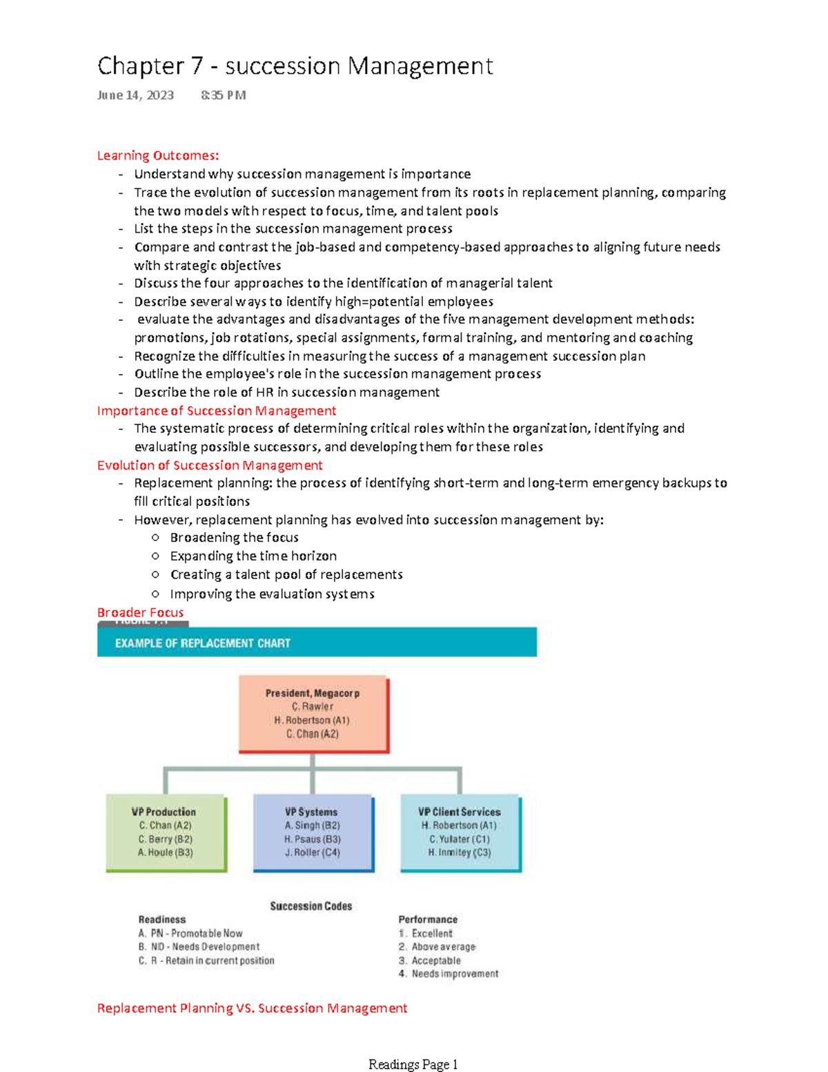 Chapter 7 - lecture - Learning Outcomes: - Understand why succession management is importance ...