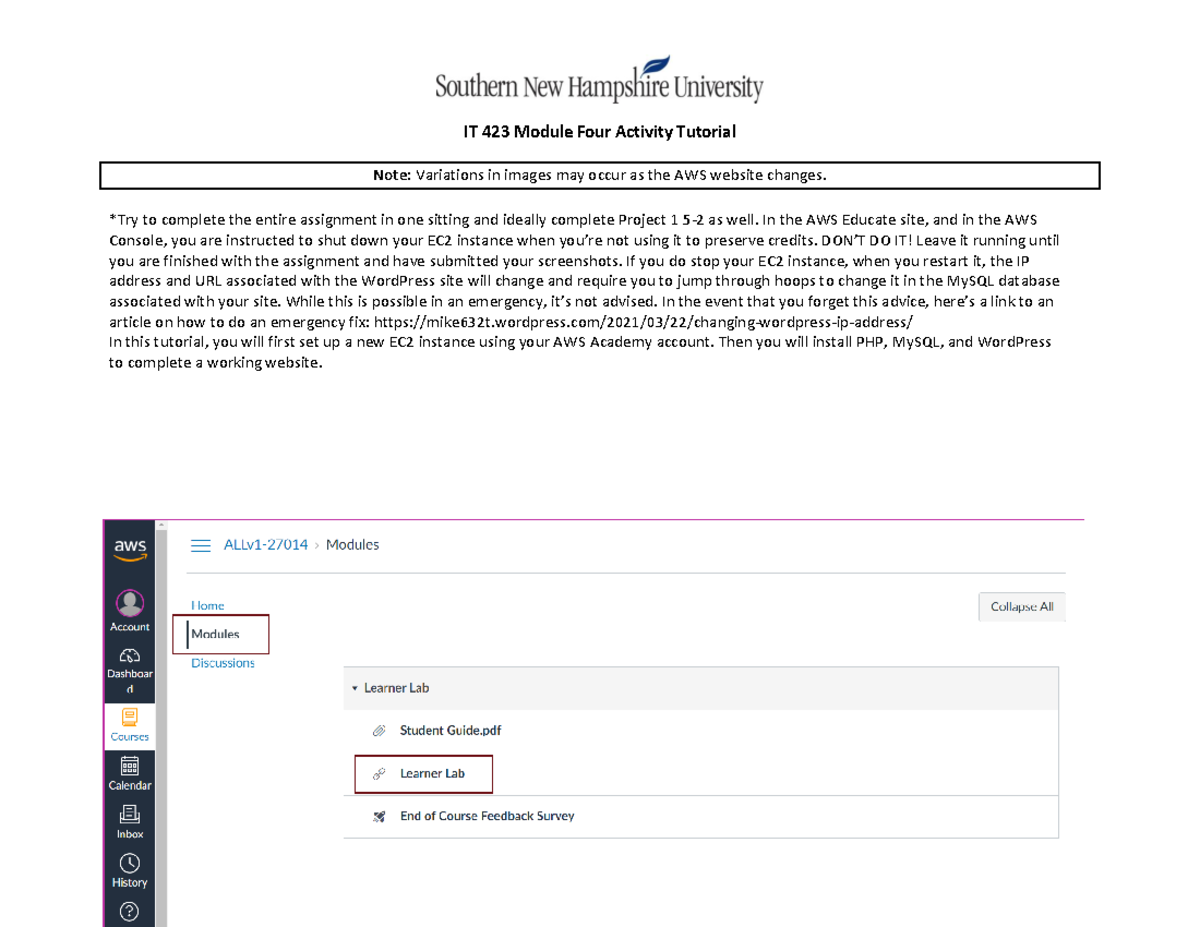 IT 423 Module Four Activity Tutorial Edited - IT 423 Module Four ...